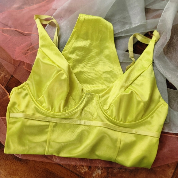 Tops | Neon Green Womens Sexy Deep V Neck Shiny Thong Bodysuit Tank Top ...